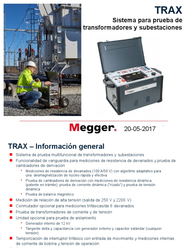 TRAX Presentacion Externa Megger | PDF | Transformador | Impedancia eléctrica