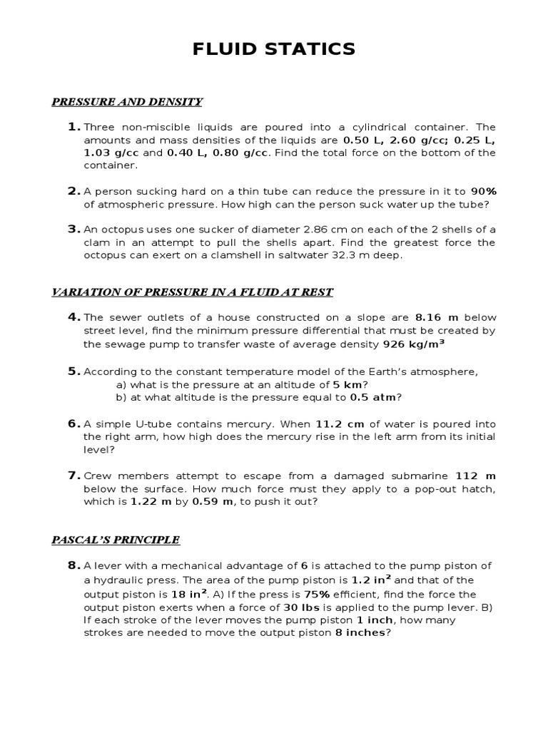 Fluid-Mechanics-Problems 3 | PDF | Buoyancy | Pressure