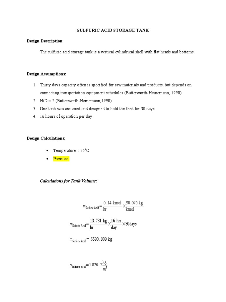H2so4 Tanks | PDF | Pounds Per Square Inch | Volume