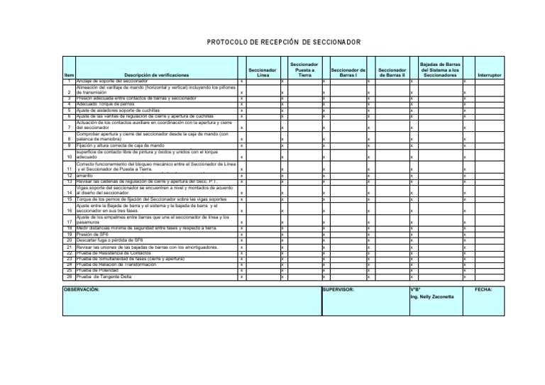 Protocolo - Seccionador de Potencia | PDF