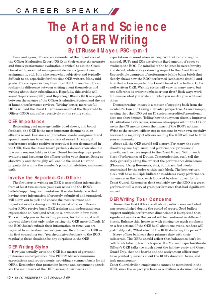 Art and Science of OER Writing | PDF | United States Coast Guard | Business