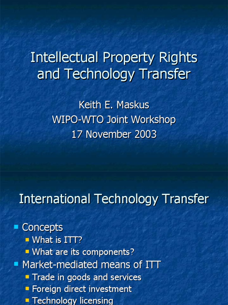Intellectual Property and Technology Transfer | PDF | Intellectual ...