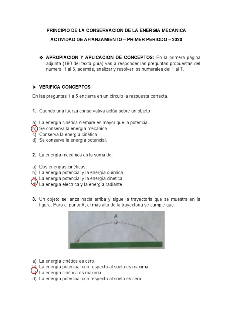 Conservación de la Energía Mecánica | PDF | Energía potencial | Energía ...
