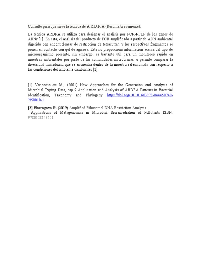 Análisis de ARDRA en muestras ambientales | PDF