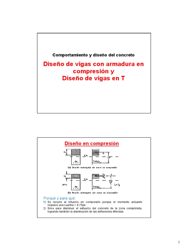 Diseño en Vigas Con Armadura en Compresión y Vigas T | PDF | Hormigón ...