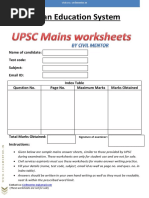 UPSC Mains Answer Writing Sheet PDF | PDF