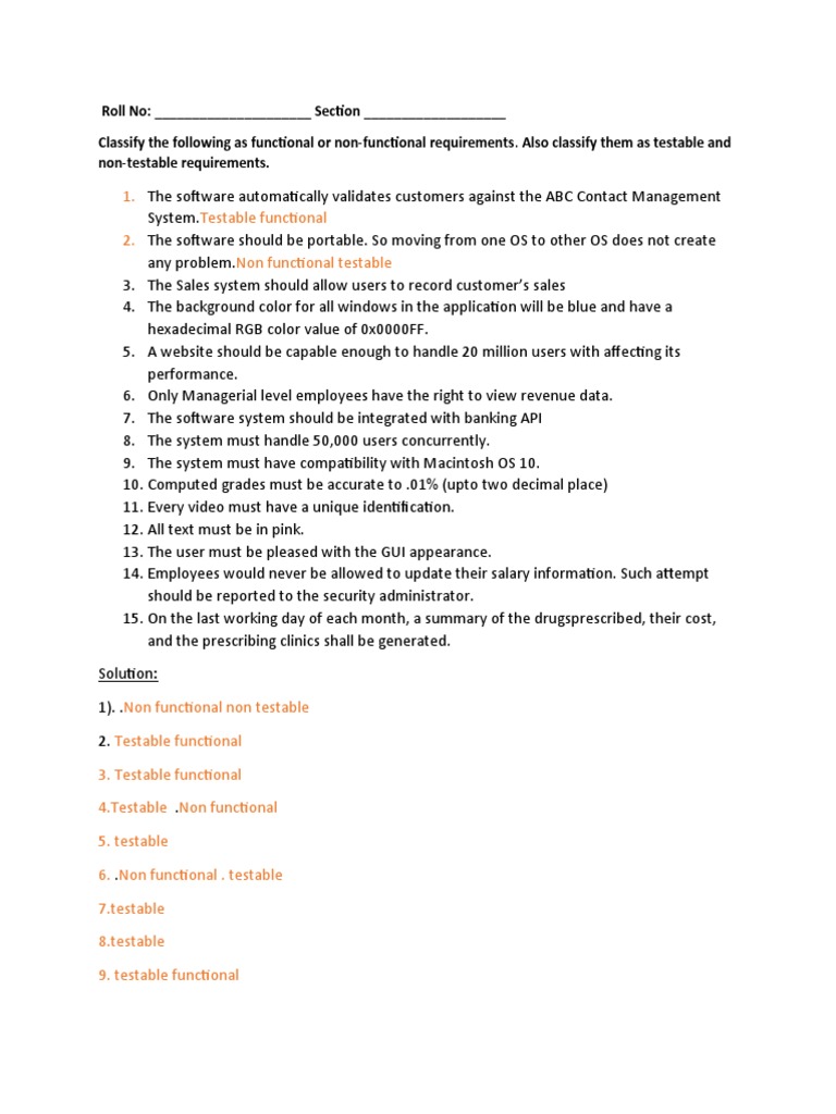 Classifying Software Requirements: Testable vs Non-Testable | PDF