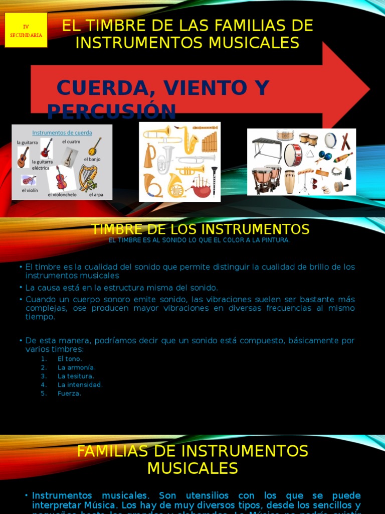 El Timbre y Las Familias de Instrumentos Musicales | PDF | Instrumentos ...