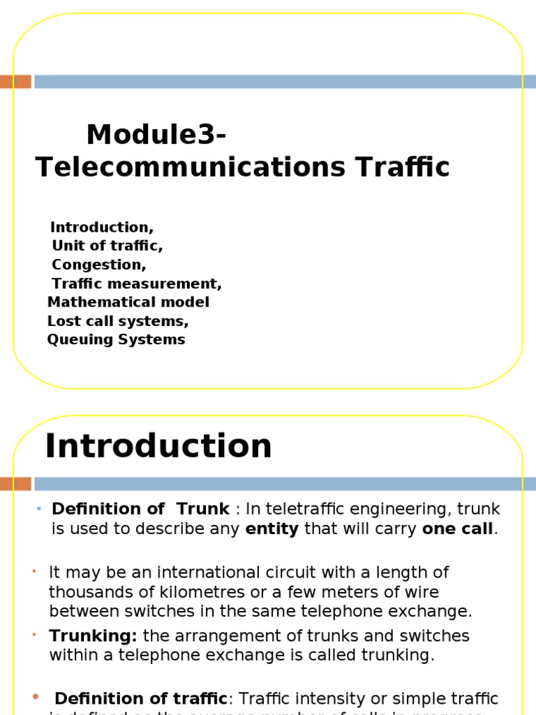 Module3-Telecommunications Traffic: Introduction | PDF | Analysis | Telecommunications