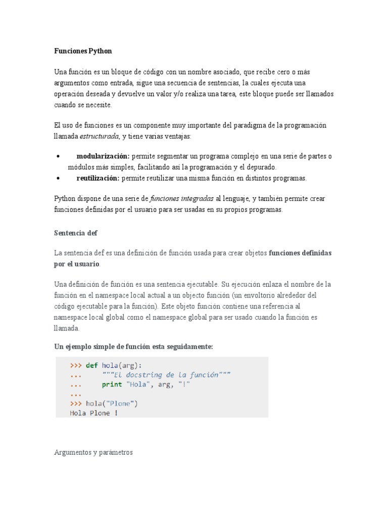 Funciones Python | PDF | Lenguaje de programación | Función (Matemáticas)