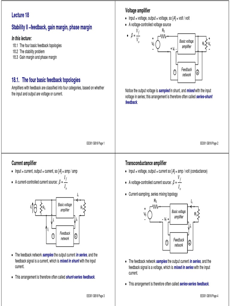 Stability II - Feedback, Gain Margin, Phase Margin: in This Lecture ...