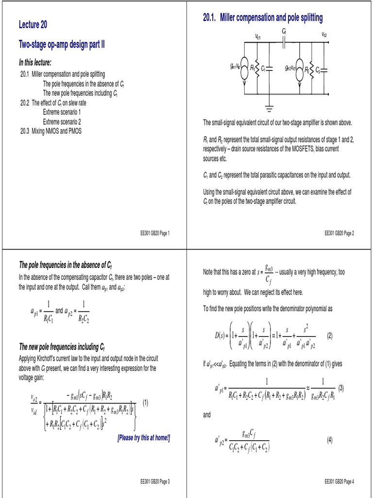 EE309 Notes 20 PDF | PDF | Operational Amplifier | Mosfet