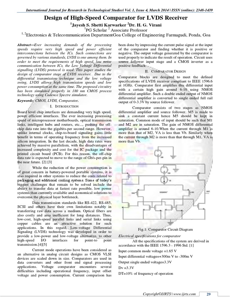 Design of High-Speed Comparator For LVDS Receiver | PDF | Amplifier ...