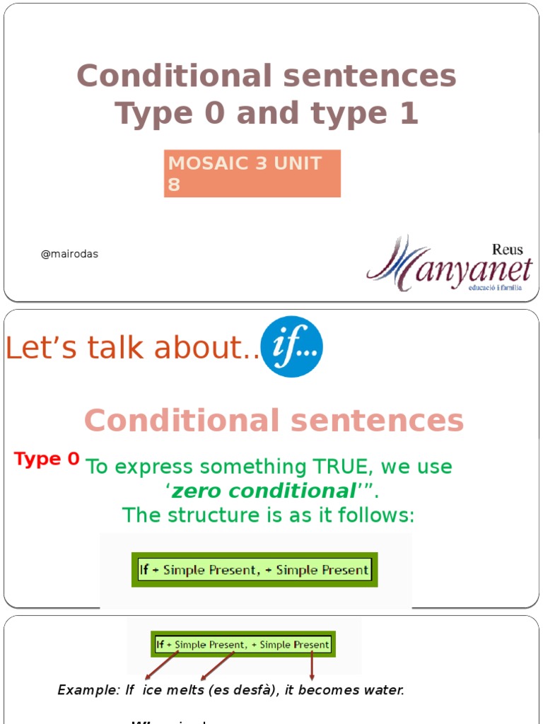 Conditional Sentences Type 0 and Type 1: Mosaic 3 Unit 8 | PDF