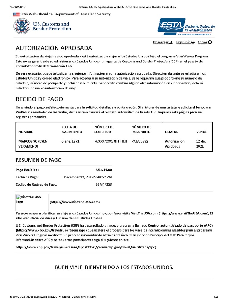 Official ESTA Application Website, U.S. Customs and Border Protection ... Official ESTA Application Website, U.S. Customs and Border Protection ...
