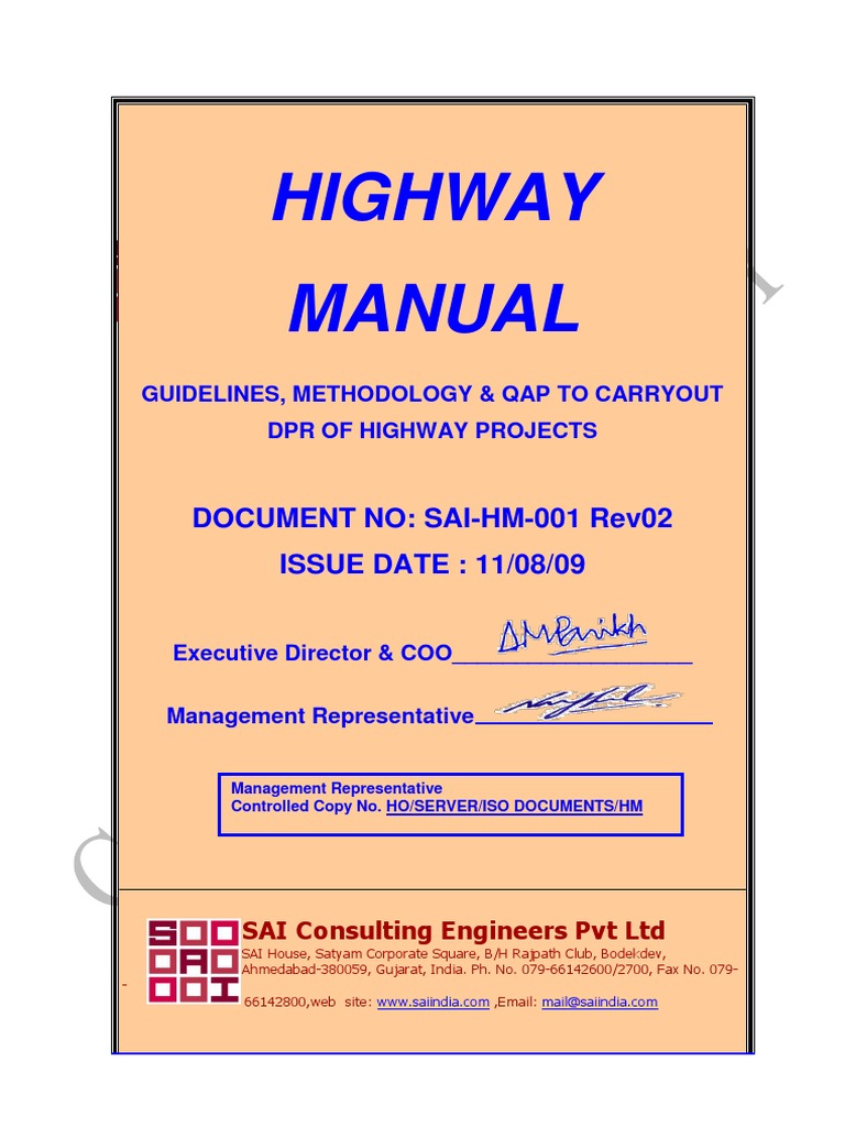 Guidelines, Methodology & Qap To Carryout DPR of Highway Projects | PDF ...