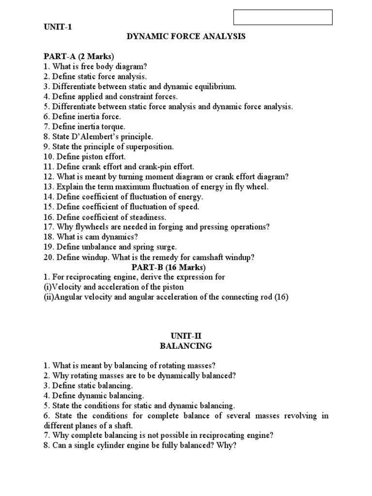 Dynamic Force Analysis and Balancing of Rotating Masses | PDF | Force ...