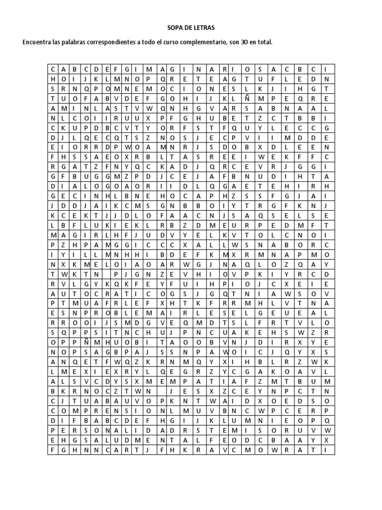 Sopa de Letras Complementario | PDF