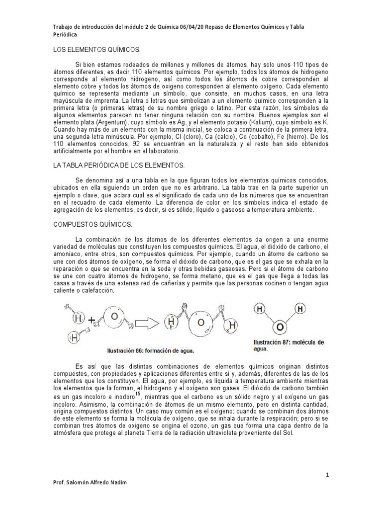 Química Introducción y Repaso de Elementos Químicos | PDF | Elementos ...