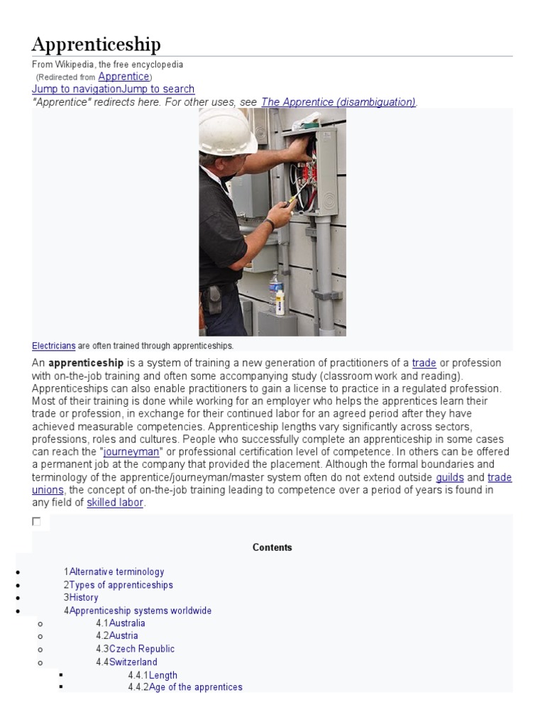 Apprenticeship: "Apprentice" Redirects Here. For Other Uses, See | PDF ...