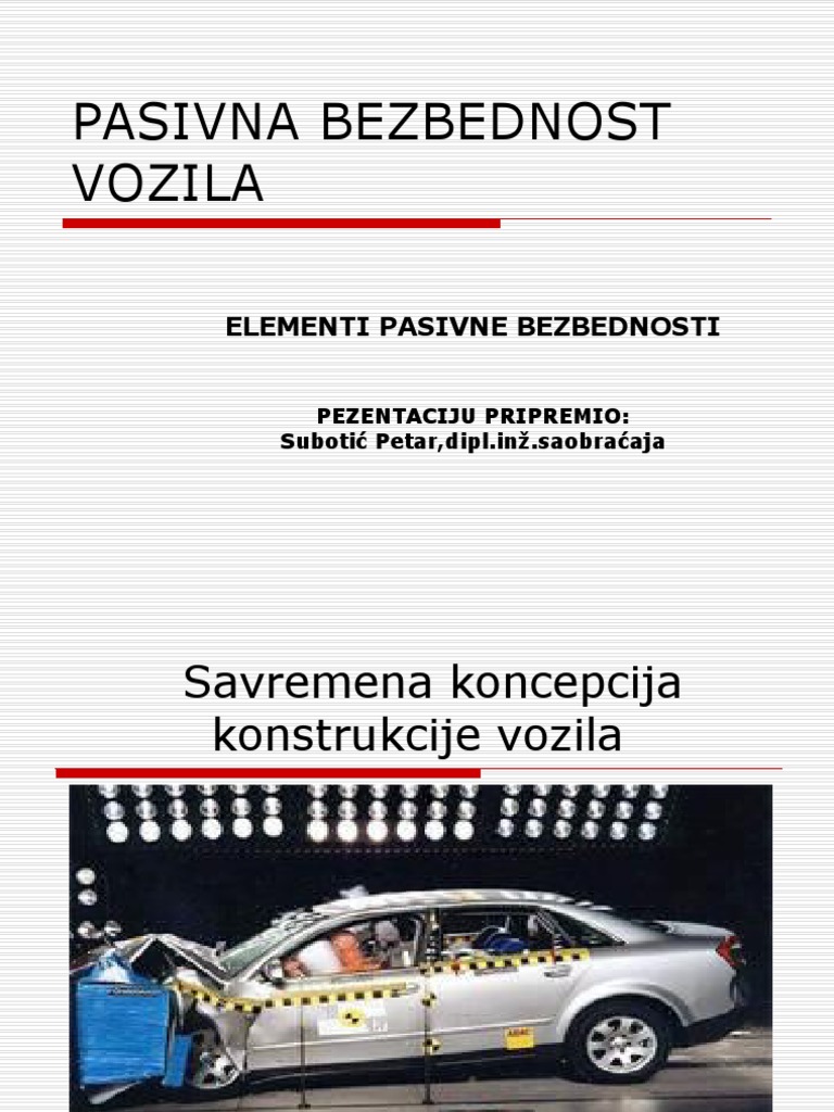 Pasivna Bezbednost Vozila | PDF