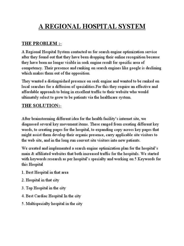 A Regional Hospital System | PDF | Search Engine Optimization | Web ...