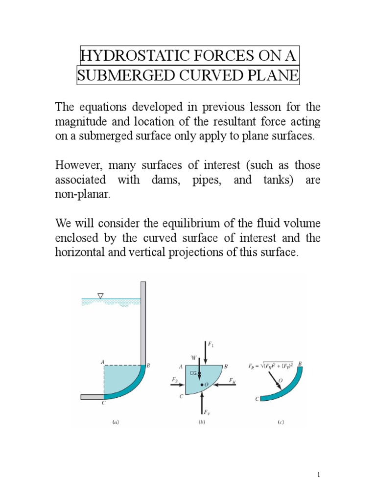Hydrostatic Forces On A Submerged Curved Plane | PDF | Force | Physical ...