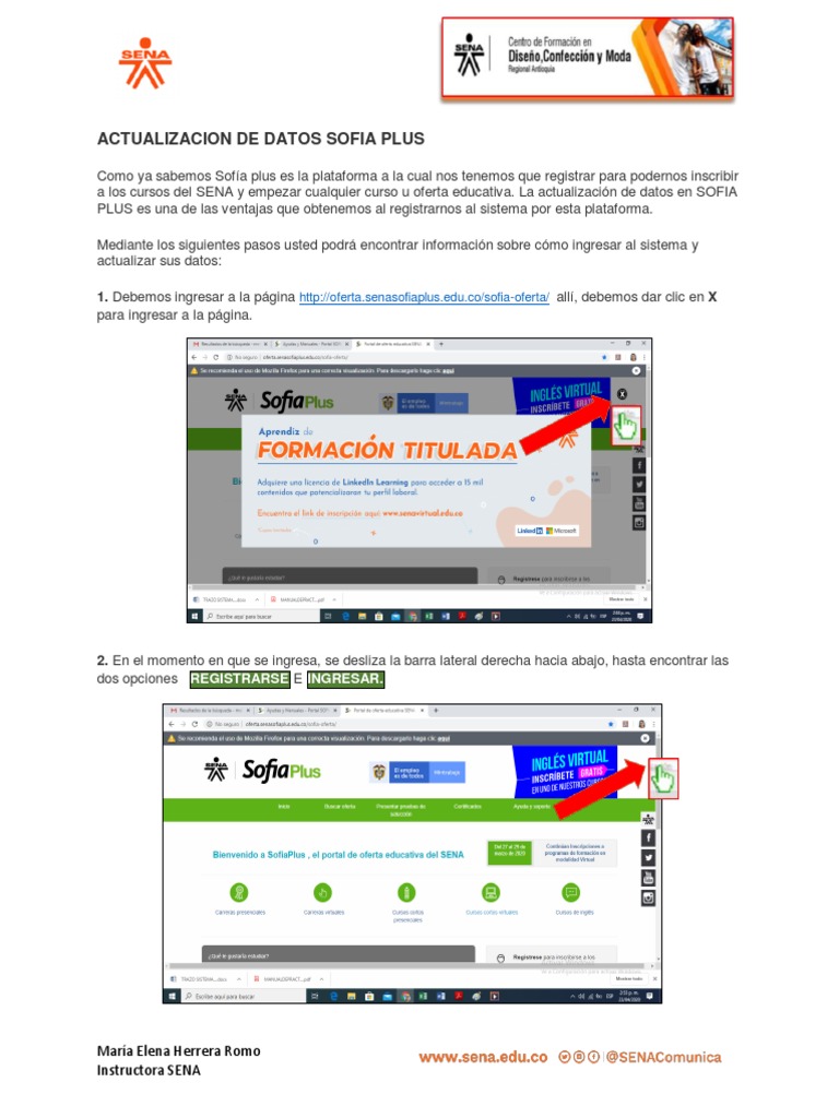 Cómo Actualizar Datos en Sena Sofiaplus PDF | PDF