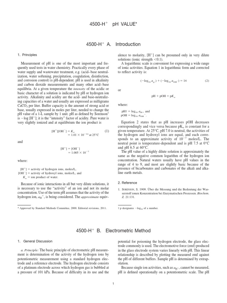 Electrometric Measurement of pH: Principles, Apparatus, and Quality ...