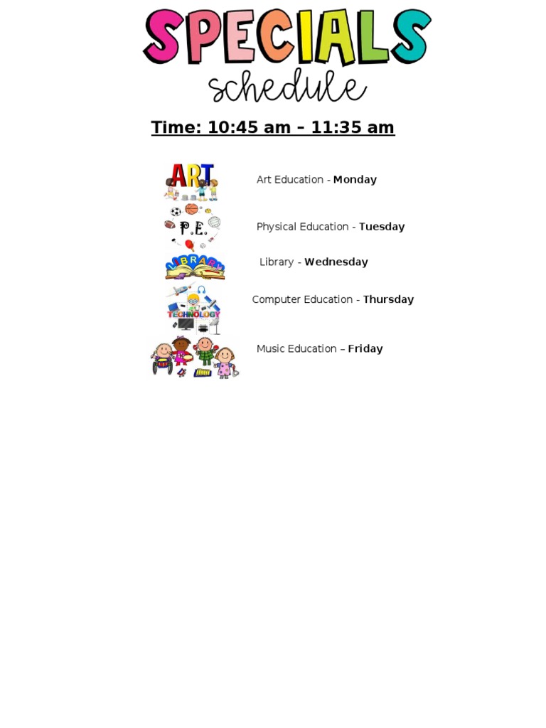 Specials Schedule | PDF