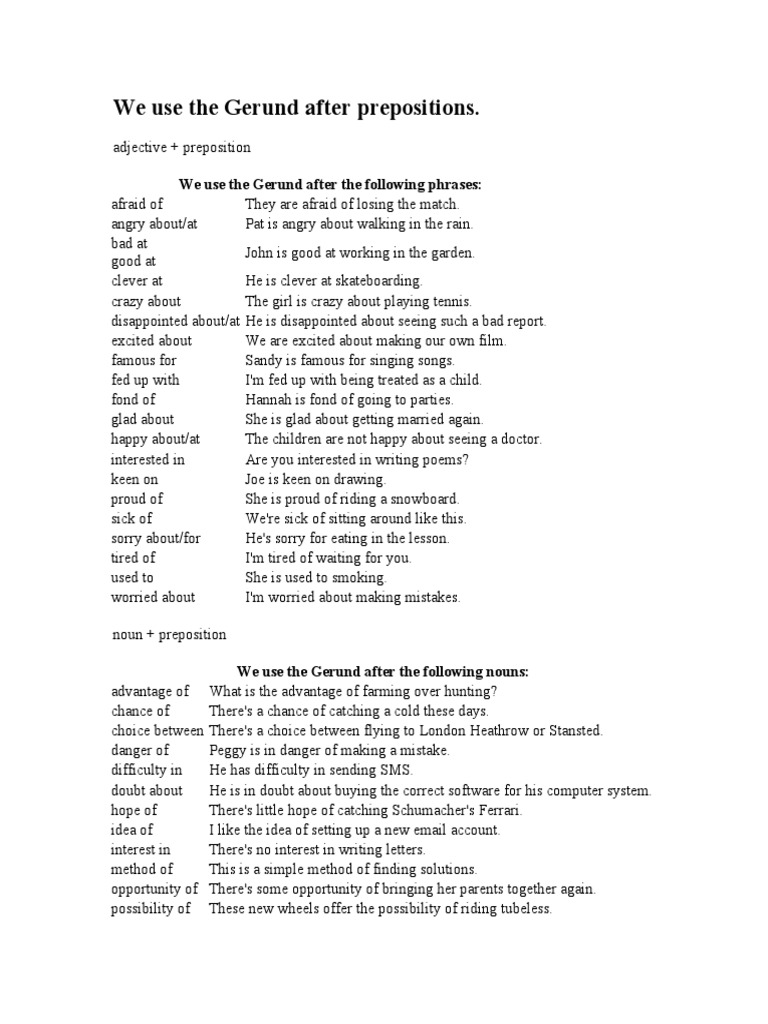 We Use The Gerund After The Following Phrases | PDF | Object (Grammar ...