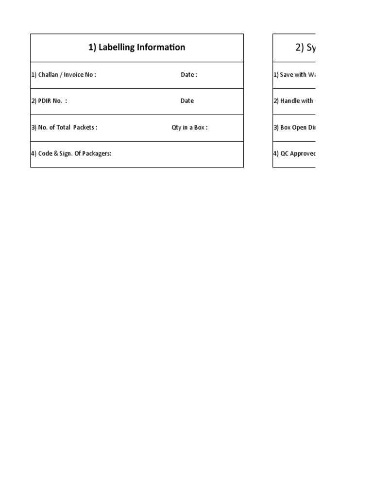 Labelling symbols guide for packaging boxes | PDF