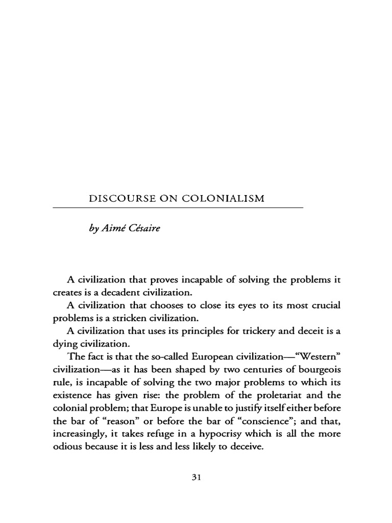 Cesaire - Discourse On Colonialism PDF | PDF | Colonialism
