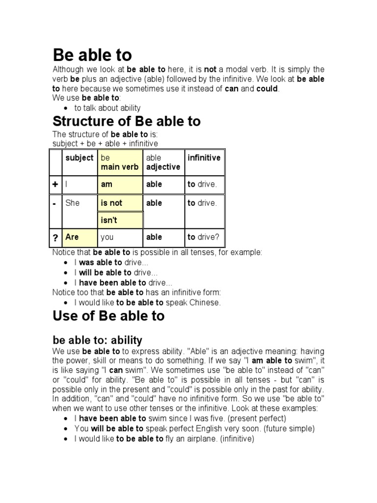Be Able To | PDF | Verb | Onomastics