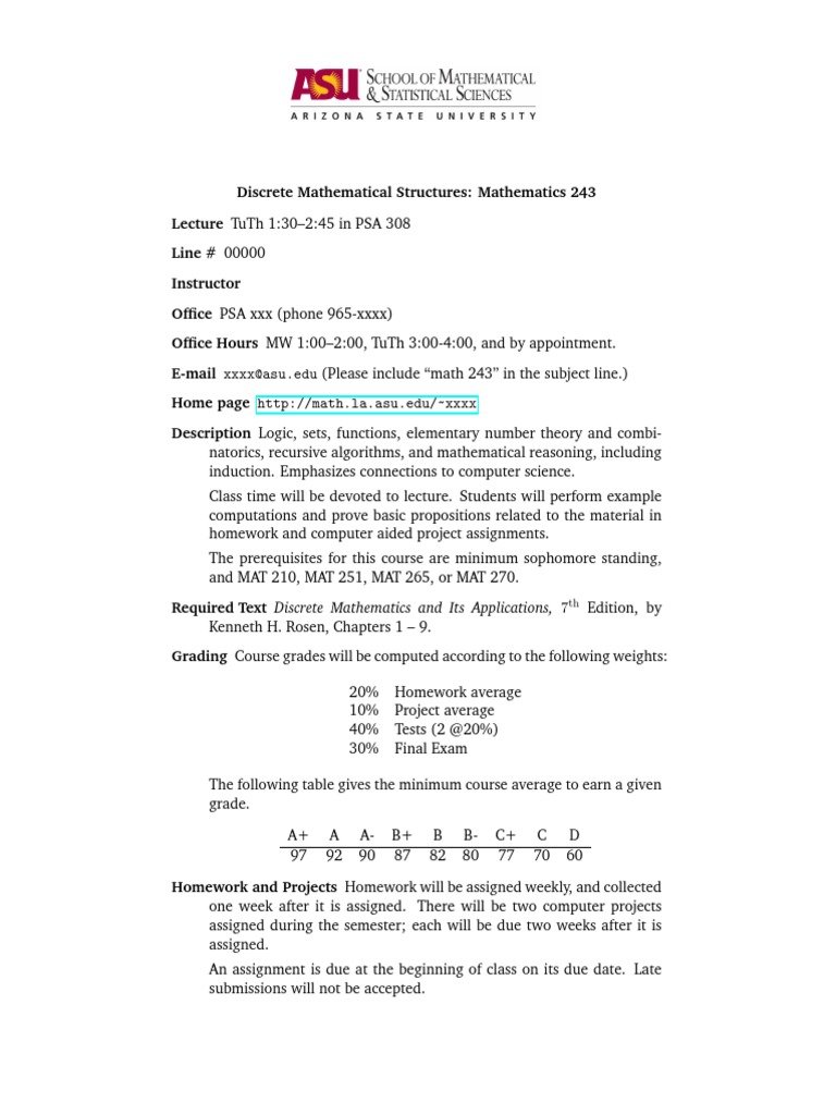 Discrete Math 243 Course Overview | PDF | Test (Assessment) | Logic