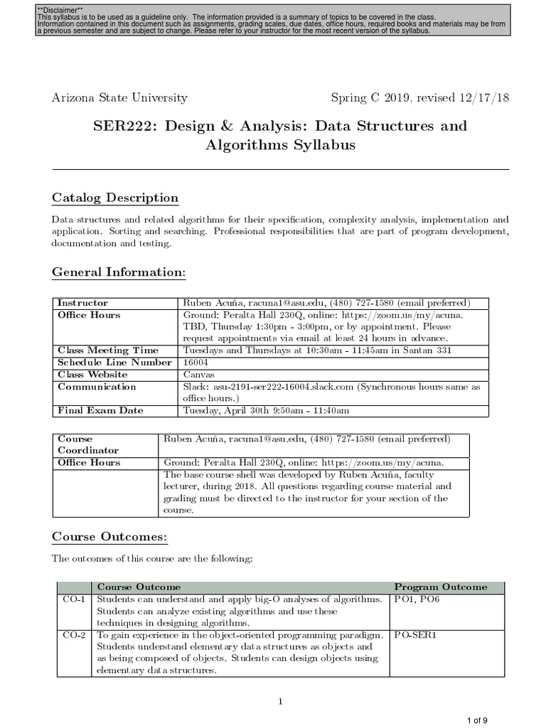 Design & Analysis, Data Structures & Algorithms | PDF | Academic ...