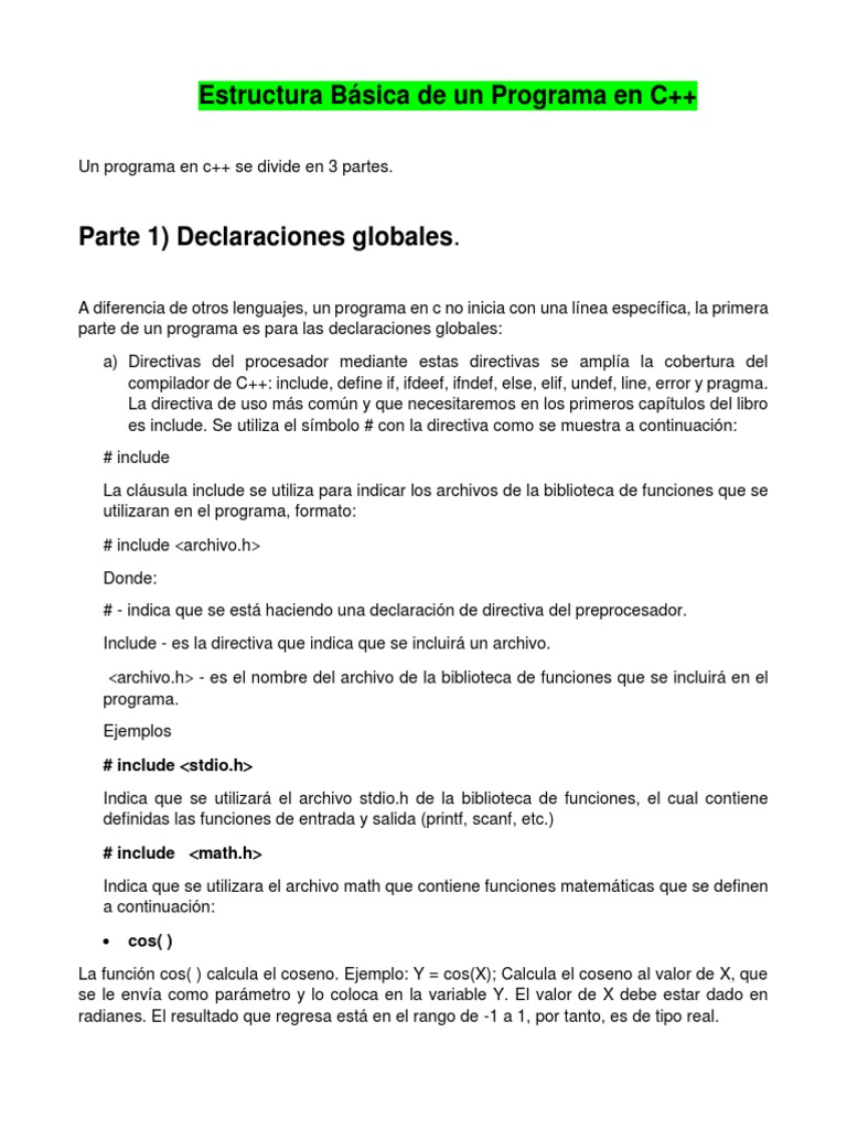 2.3 Estructura Básica de Un Programa C++ | PDF | Programa de ...
