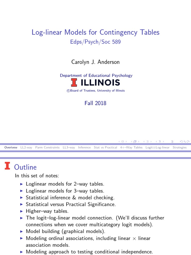 6 Loglinear Models Beamer-Online PDF | PDF | Logistic Regression | Statistical Theory