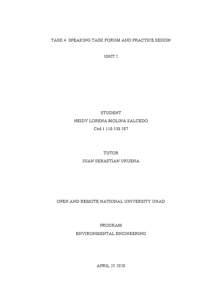Task 4: Speaking Task Forum and Practice Sesión | PDF