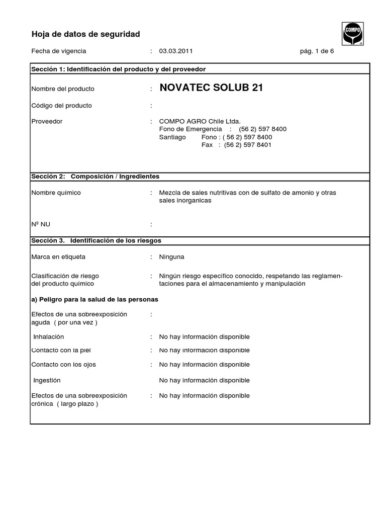 Novatec Solub 21 | PDF | Agua | Residuos