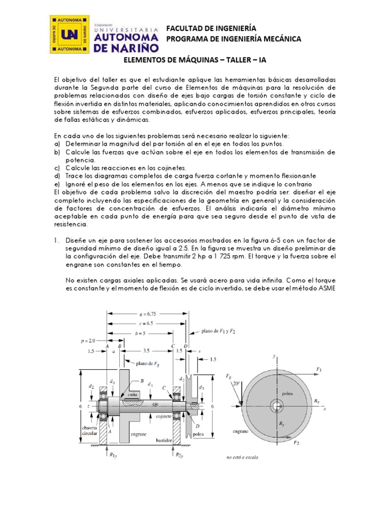 Taller 2do Corte Elementos de Máquinas A | PDF | Engranaje | Eje