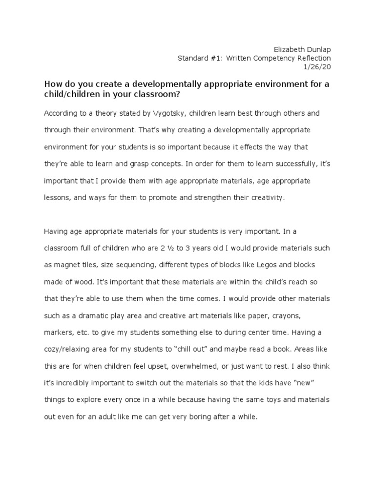 Creating a Developmentally Appropriate Classroom | PDF | Classroom ...
