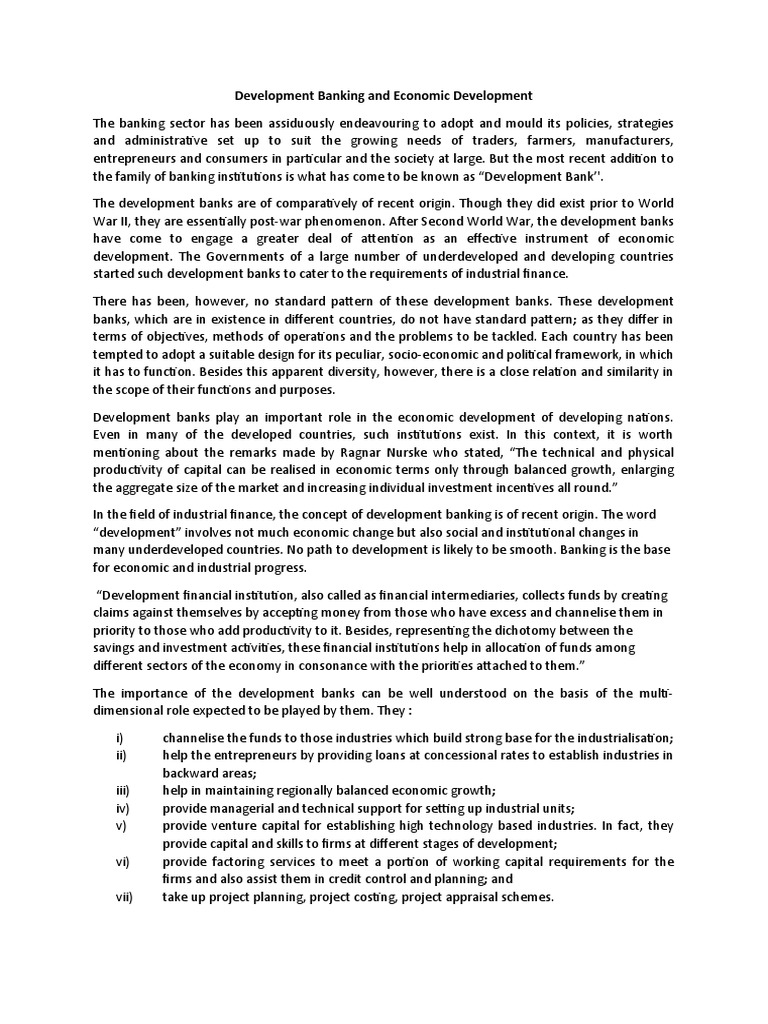 MCQ - Importance and History of Development Banks | PDF | Banks | Economies