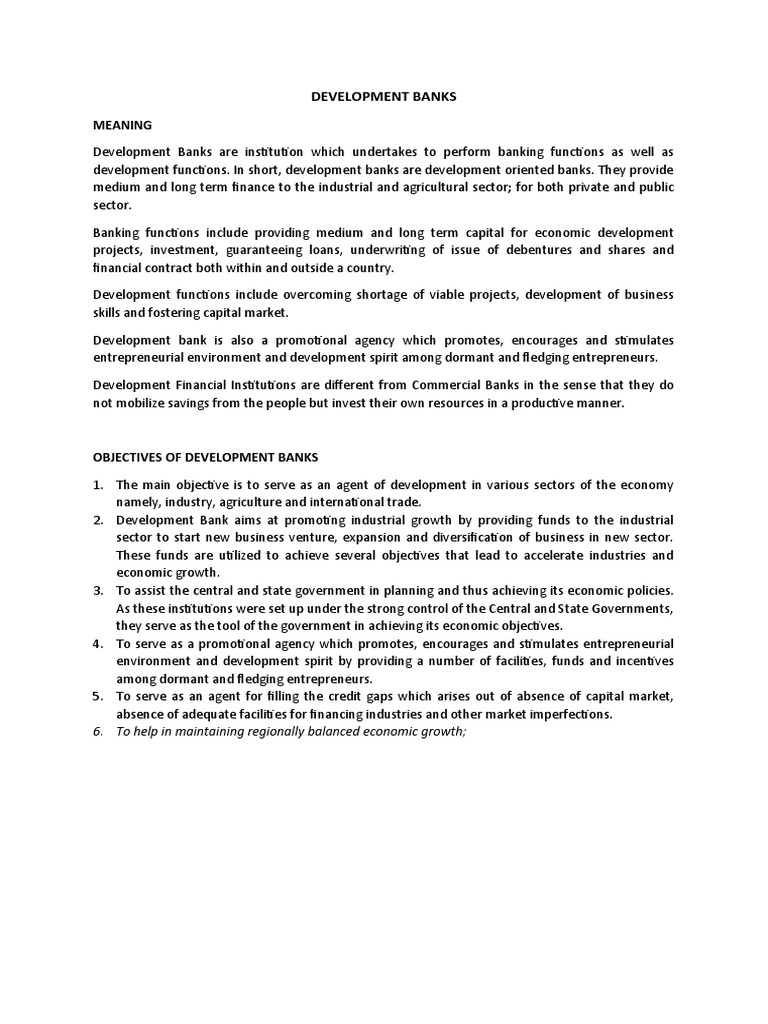 Development Banks Explained | PDF