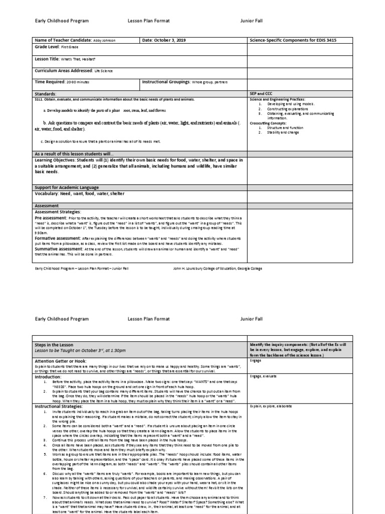 Project Wild Lesson Plan | Download Free PDF | Lesson Plan | Toys