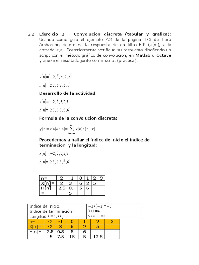 Convolución Discreta en Matlab | PDF | Procesamiento de la señal ...
