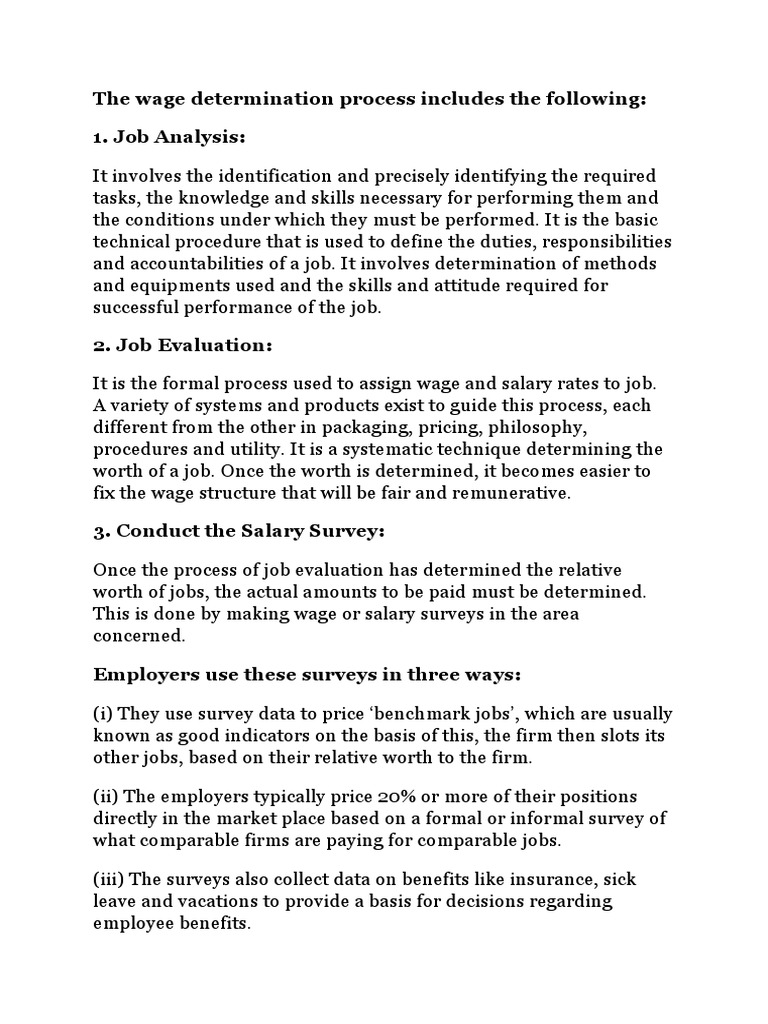 The Wage Determination Process Includes The Following | PDF | Salary ...