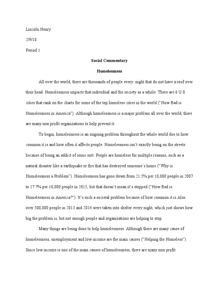 Homelessness Research Paper | PDF | Homelessness | Nonprofit Organization