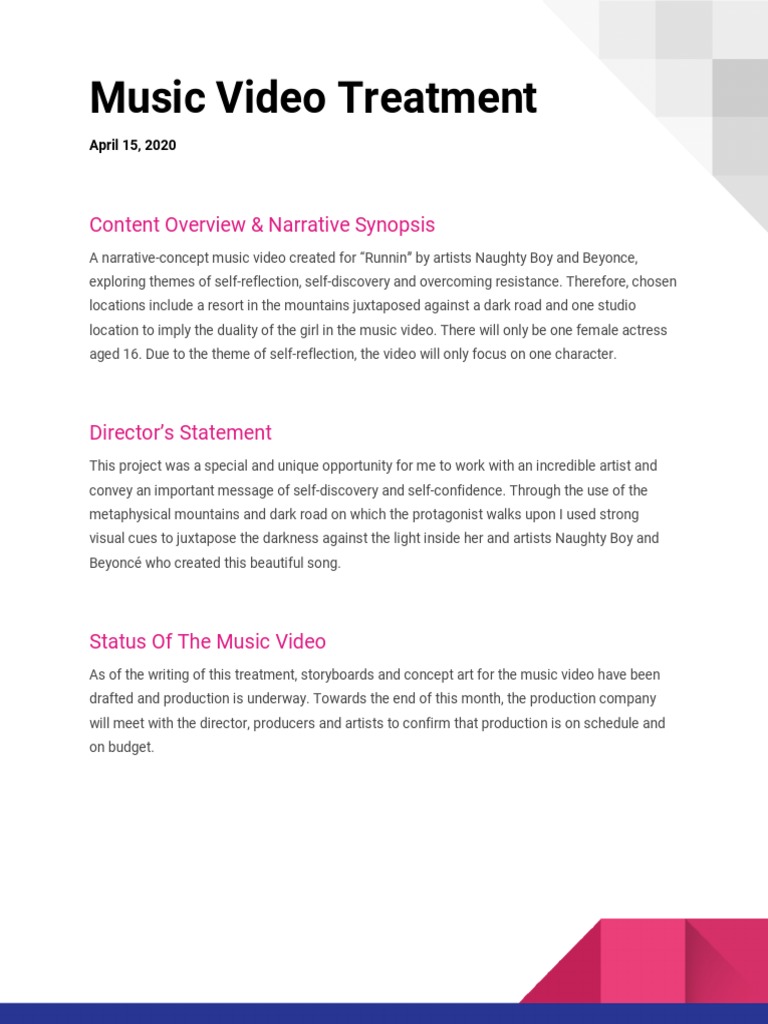 Music Video Treatment | PDF