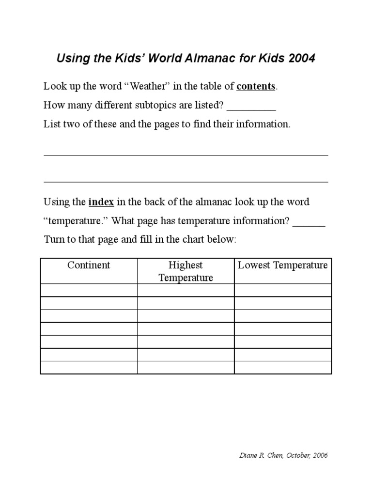 Kids' World Almanac Weather Activities | PDF